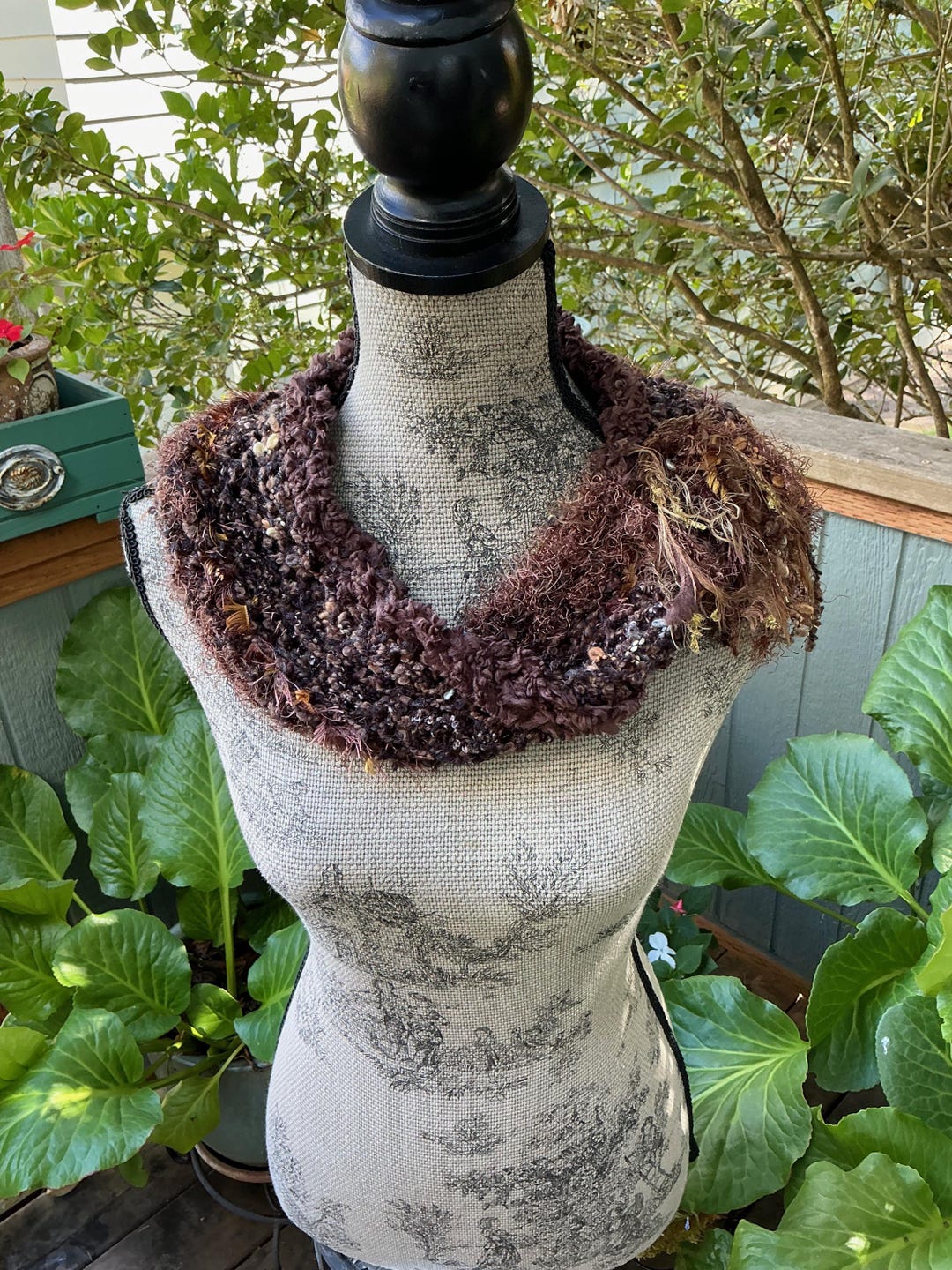 Dark Brown Infinity Scarf With Fringe (sku #2025-C-1) - Etsy