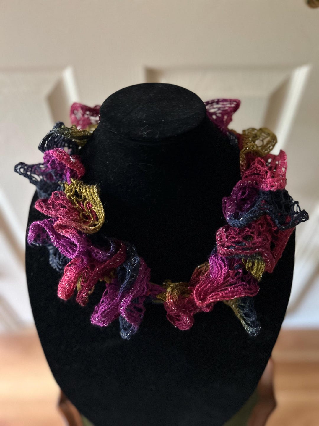 Multi-colored Frilly Yarn Necklace (sku# 2025-H-1) - Etsy