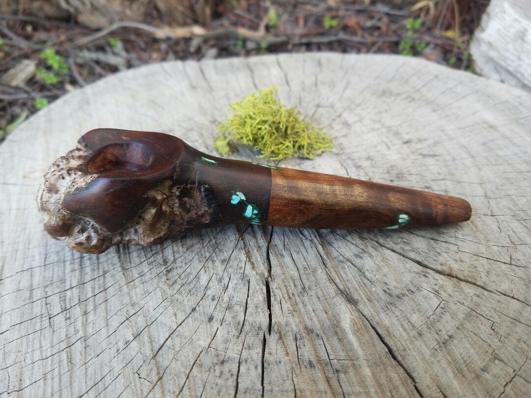 Manzanita Wood Smoking Pipe, Live Edge Wood, Mapacho Tobacco, Black ...