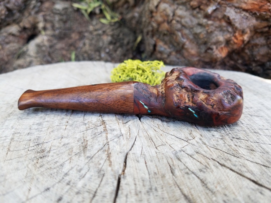 Manzanita Wood Smoking Pipe, Live Edge Wood, Mapacho Tobacco, Black ...