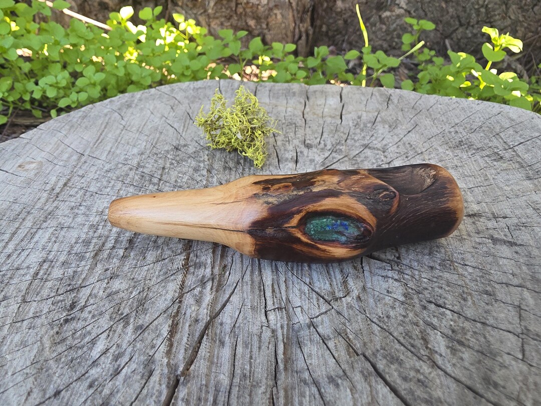 Live Edge Manzanita Wood Pipe, Azurite Malachite Inlay - Etsy