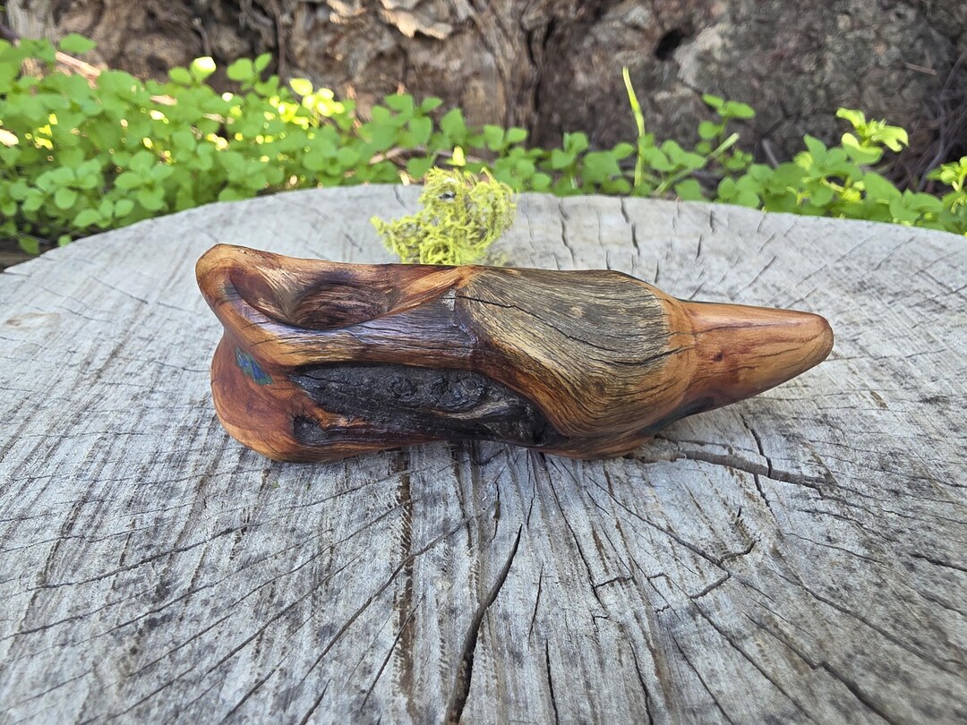 Live Edge Manzanita Wood Pipe, Azurite Malachite Inlay - Etsy