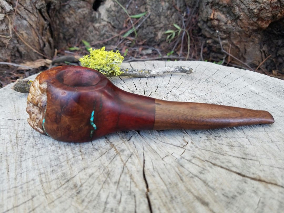 Manzanita Wood Smoking Pipe, Live Edge Wood, Mapacho Tobacco, Black ...