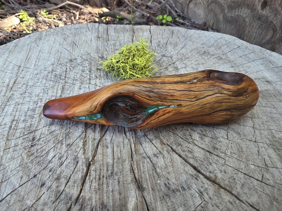 Wood Smoking Pipe, Manzanita, Live Edge Wood, Mapacho Tobacco ...