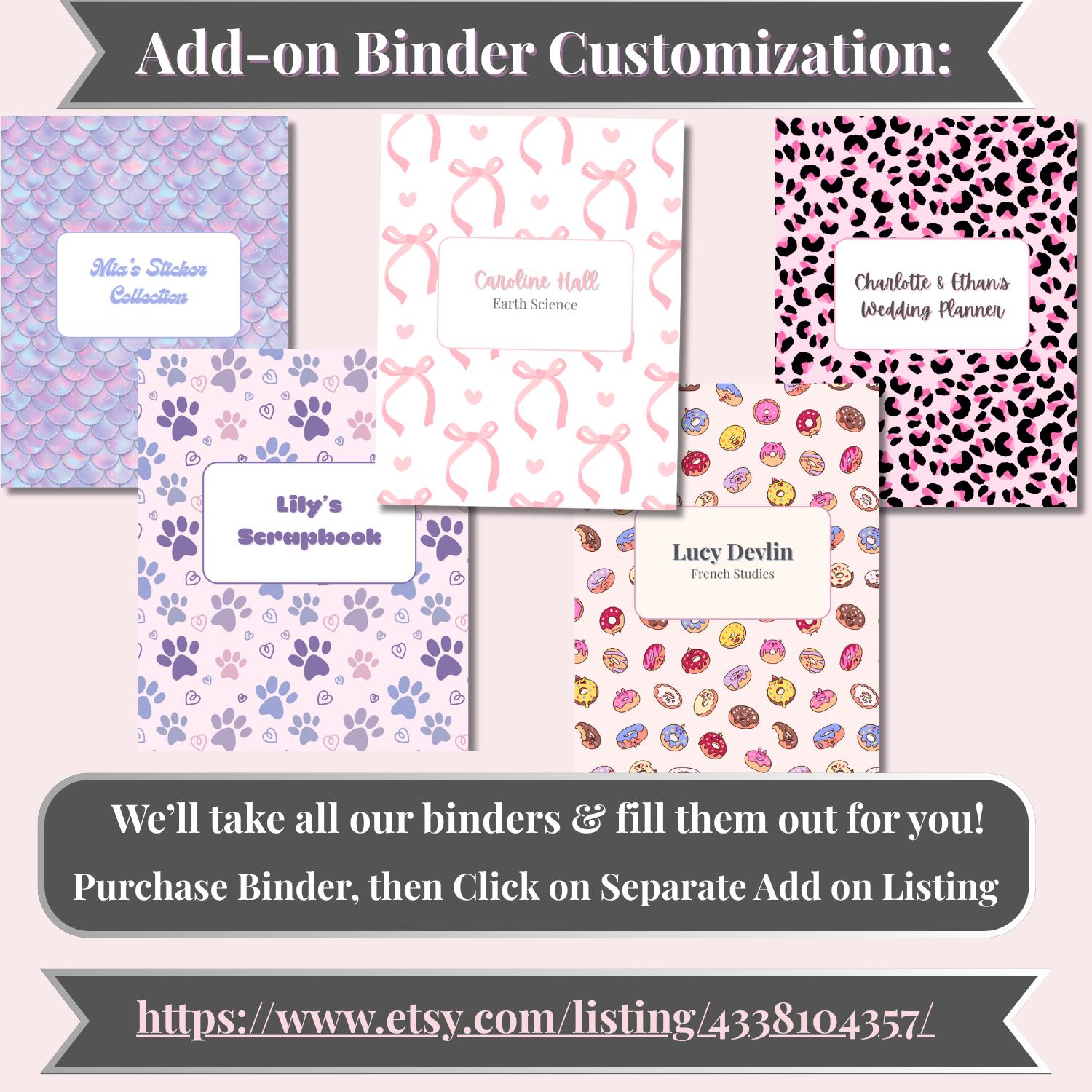 Pink Bow Binder Cover for School Organization Journal Meal Planner Home ...