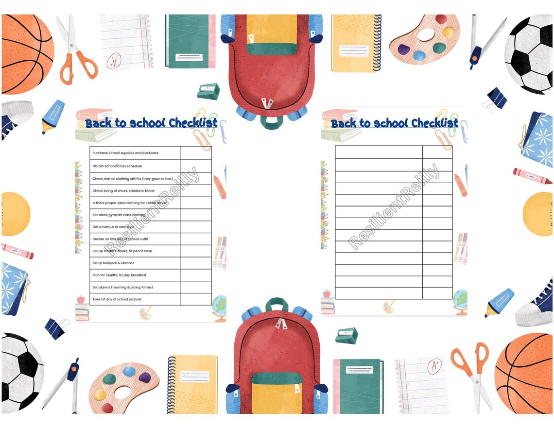 Back to School Checklist Printable Planner Back to School Planner ...