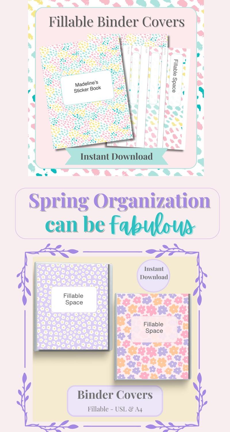Pretty Pastel Binder Cover for School Organization Journal Planner Home ...