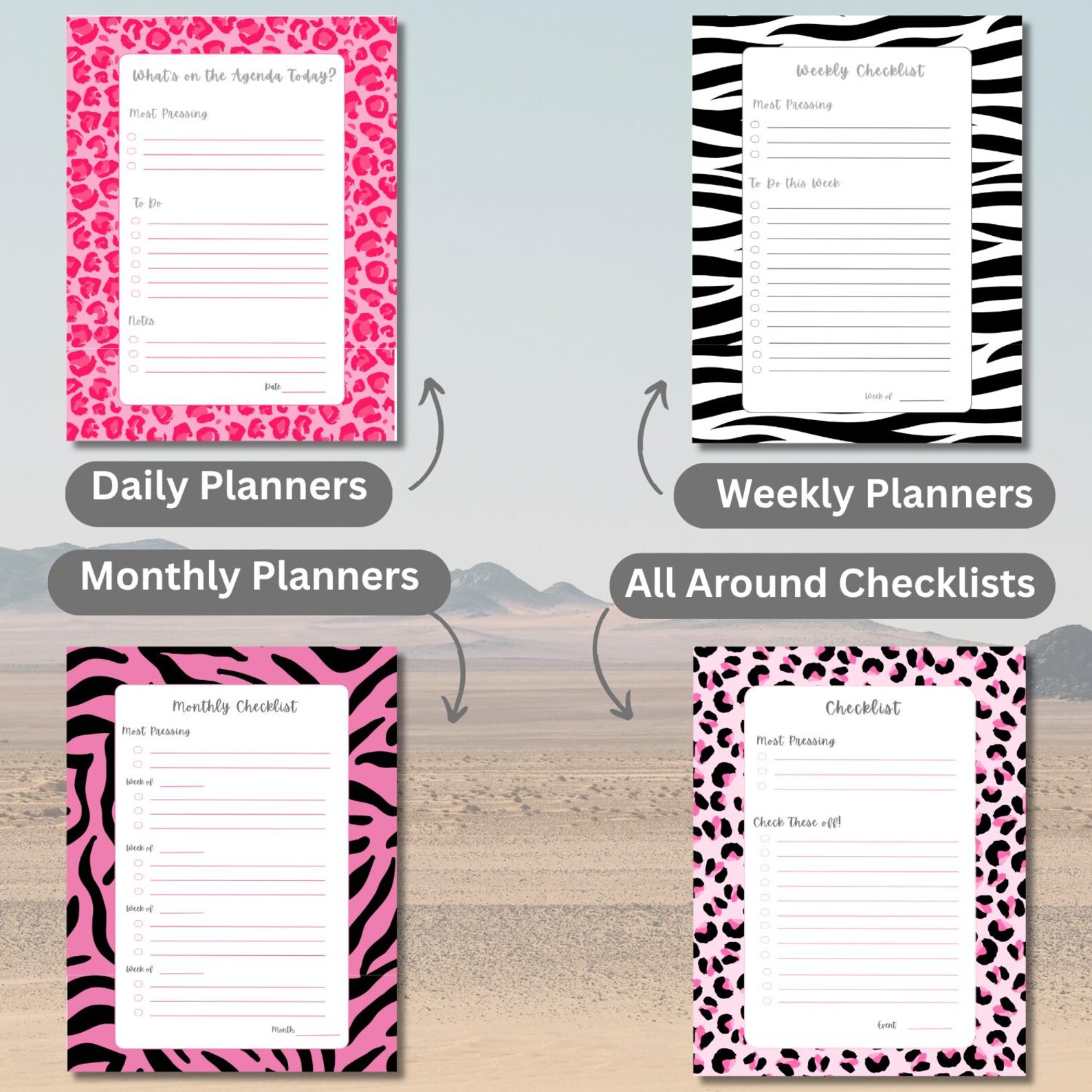 Animal Print Planner to Do List Girlie Checklist Cheetah Organization ...