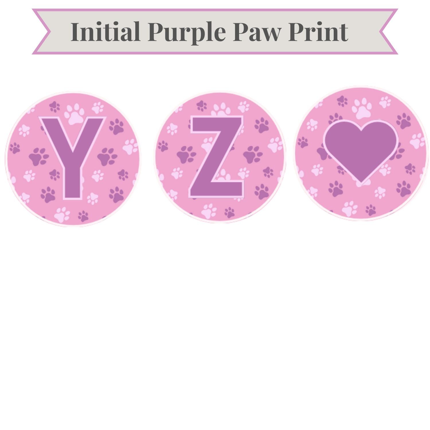 Paw Print Sticker With Custom Letter for Your Personalization Purple ...
