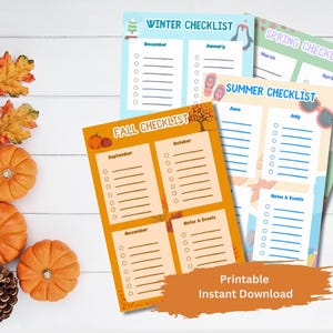 Seasonal Checklist Printable Planner Every Season Schedule Month ...