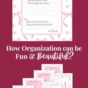 Pink Bow Planner to Do List Girlie Checklist Pink Bow Organization ...