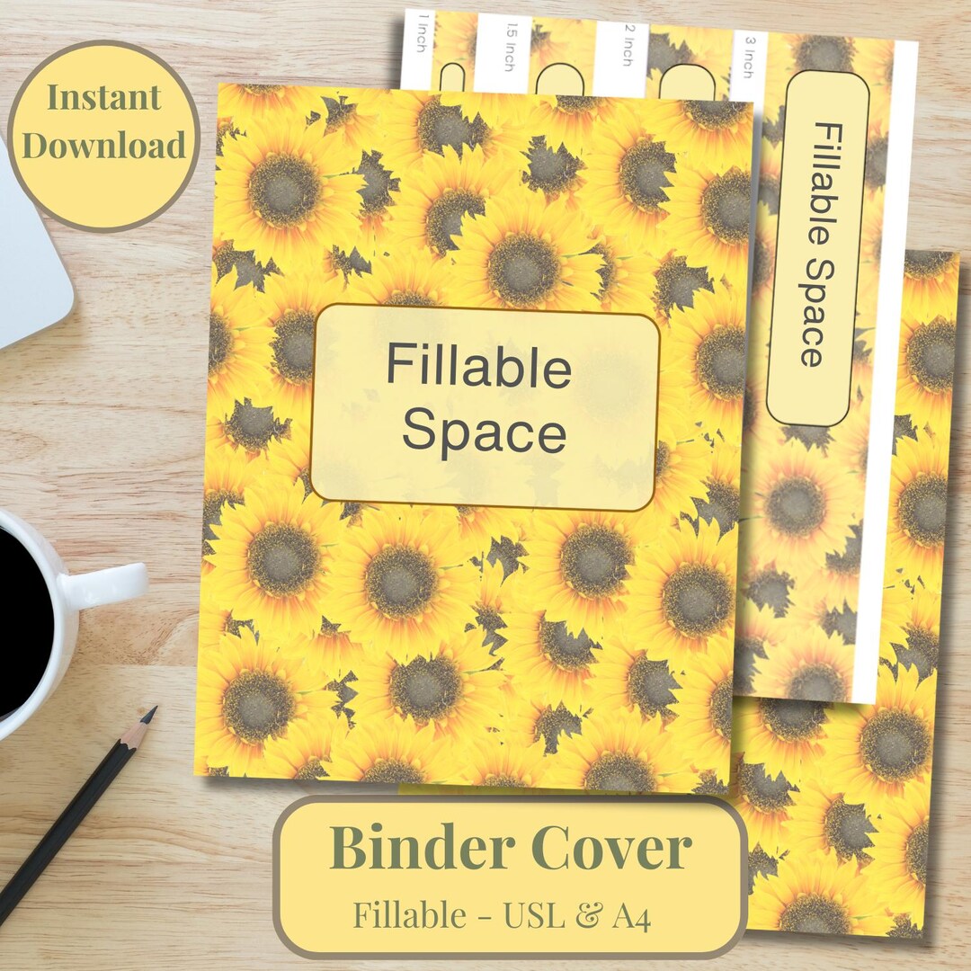 Binder Cover Sunflower Yellow Muted Book Cover Perfect Sunflower Binder ...