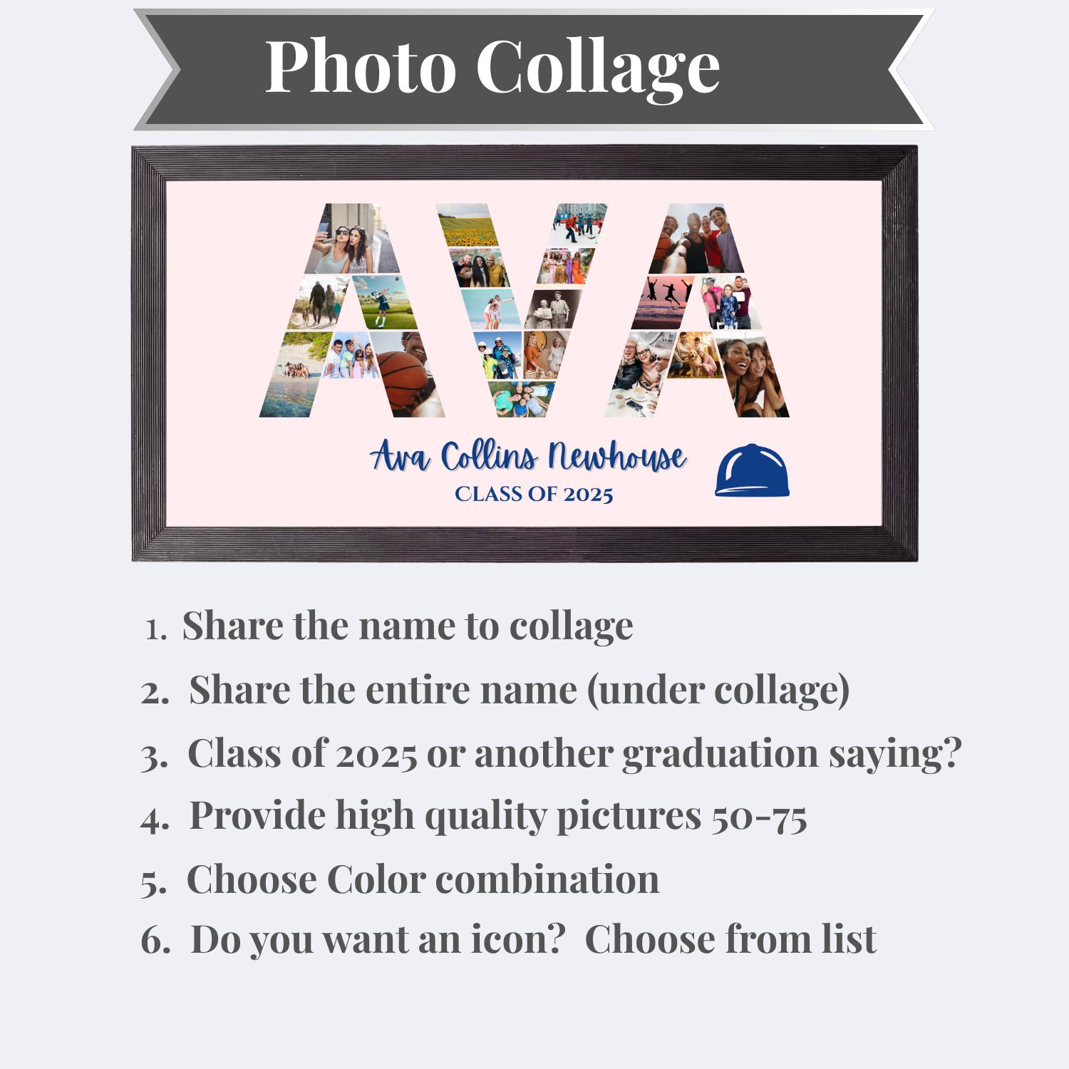 Graduation Photo Collage Gift Custom Name Collage Photo Gift ...