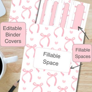 Pink Bow Binder Cover for School Organization Journal Meal Planner Home ...