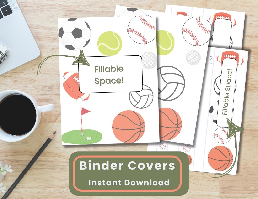 Binder Cover Sports Theme Perfect Back to School All Year School ...