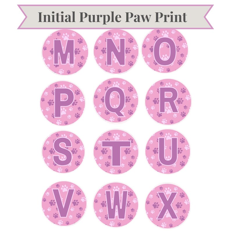 Paw Print Sticker With Custom Letter for Your Personalization Purple ...