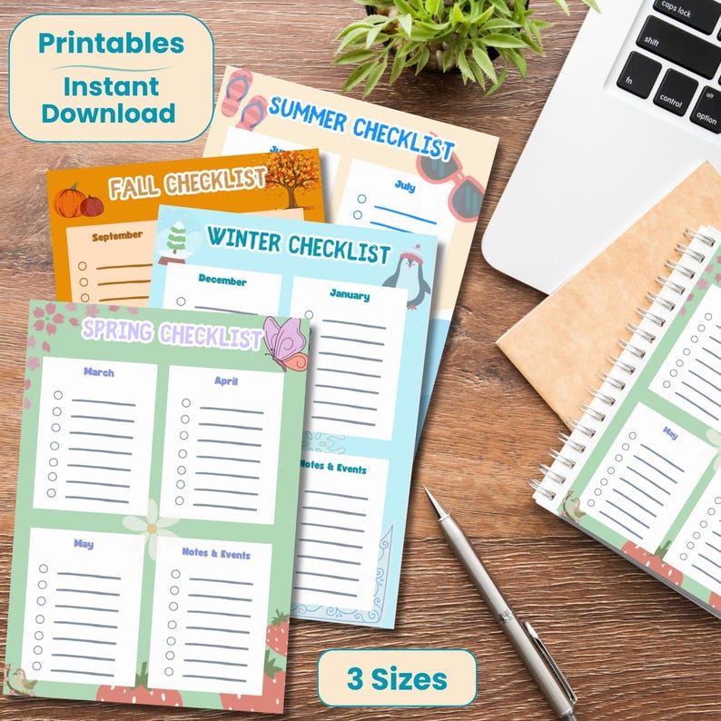 Seasonal Checklist Printable Planner Every Season Schedule Month ...