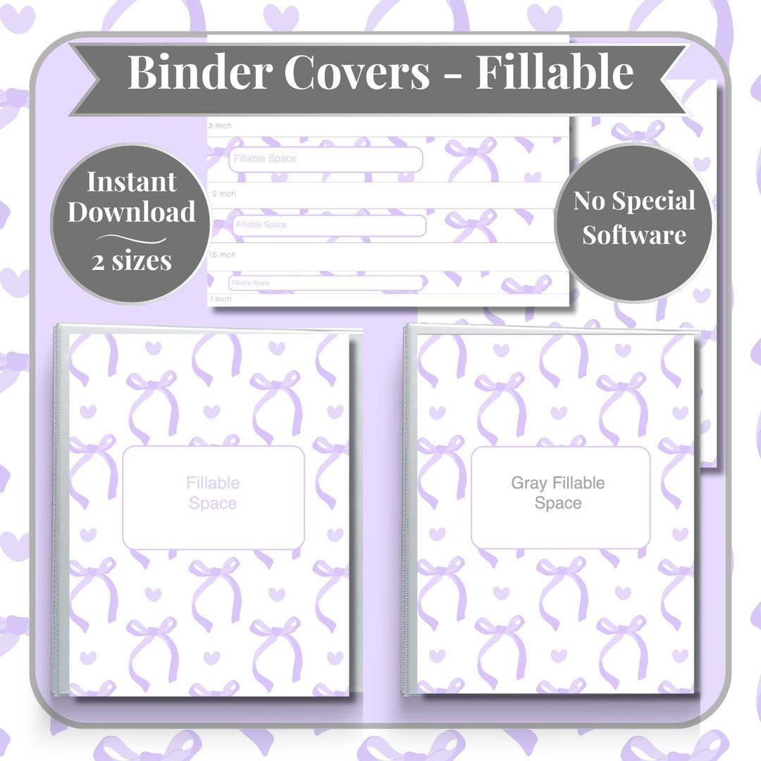 Purple Bow Binder Cover for School Organization Journal Meal Planner ...