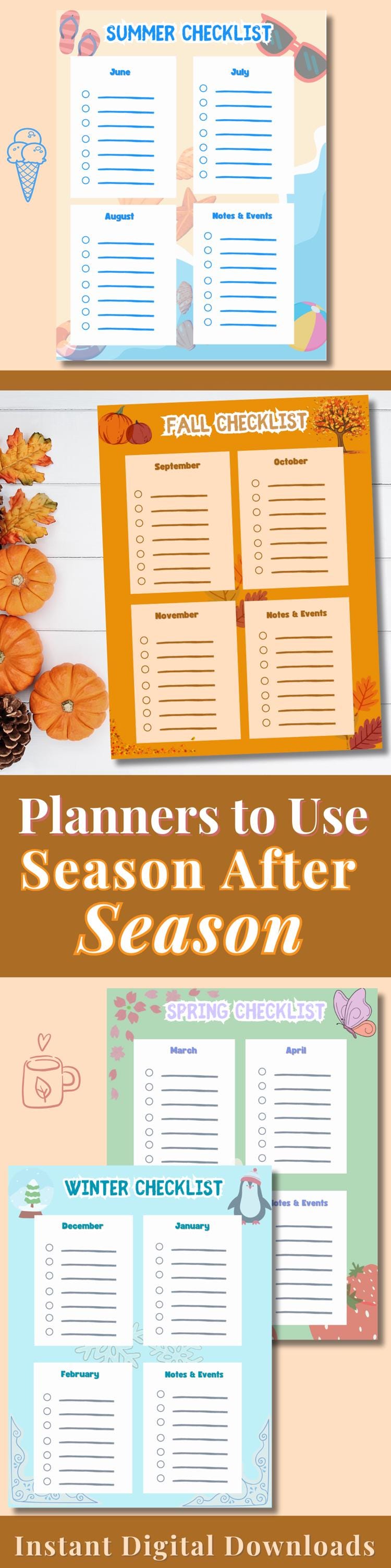 Seasonal Checklist Printable Planner Every Season Schedule Month ...