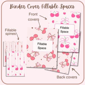 Cherry Heart Binder Cover Fillable With Spine Cute Pink Cherry Heart ...