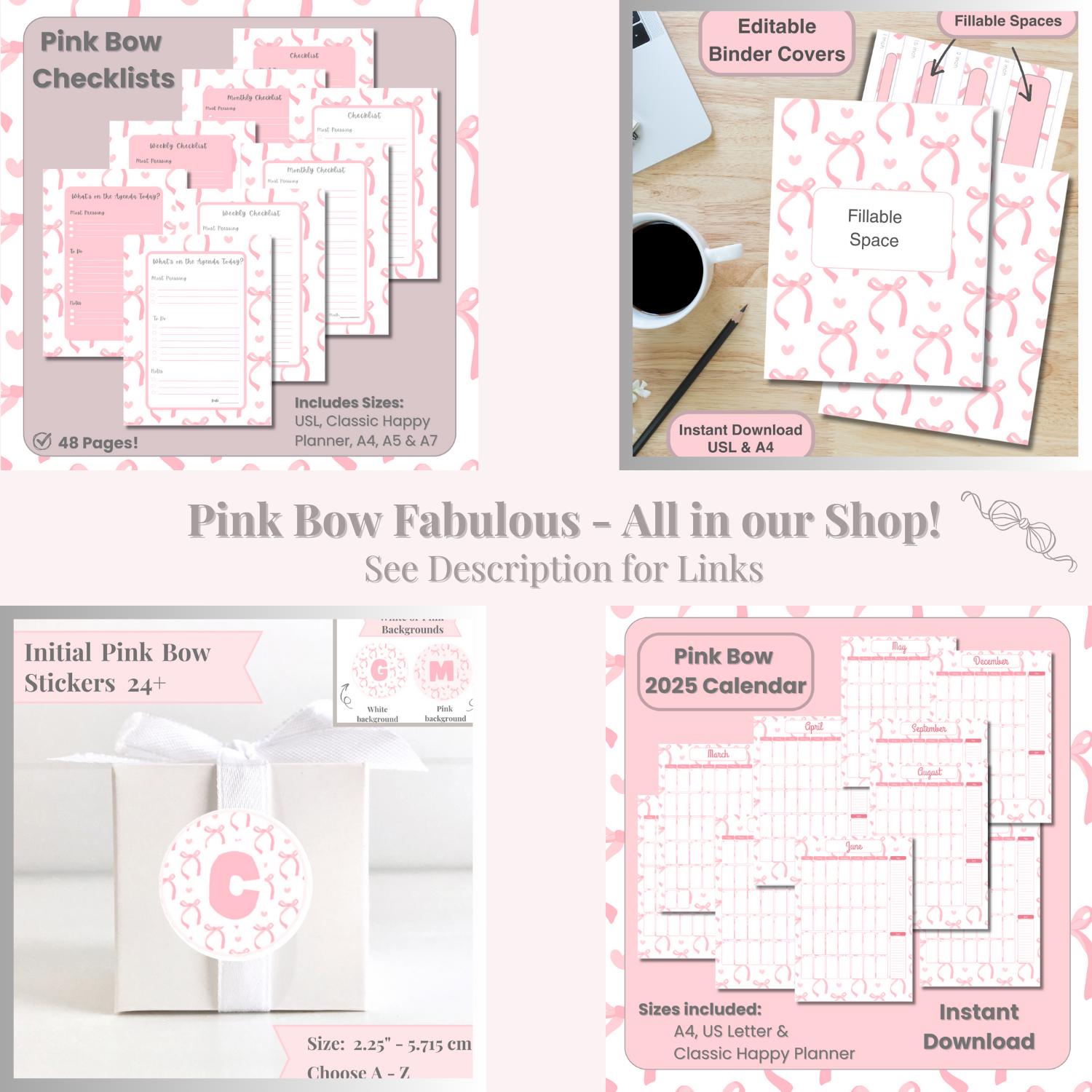 Pink Bow Calendar Organize 2026 2027 Calendar Pretty Pink Bow Printable ...