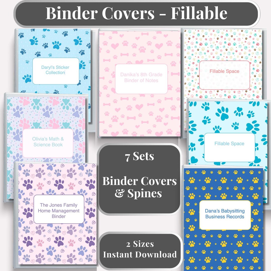 Dog Paw Print Binder Cover for Home Decor Mom Organize Meal Planner ...