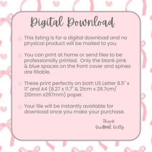 Pink Bow Binder Cover for School Organization Journal Meal Planner Home ...