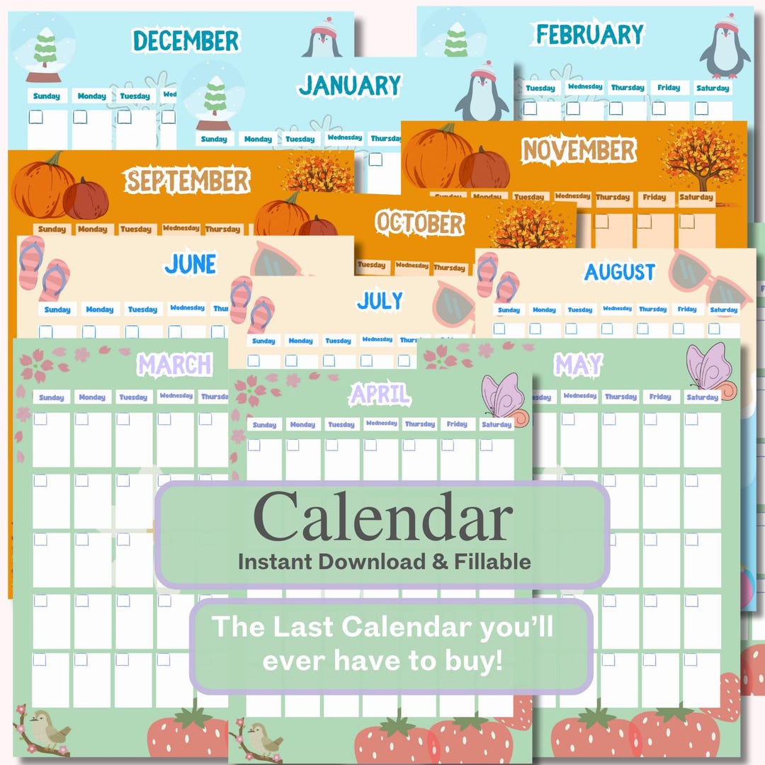 Perpetual Calendar Fillable Infinite Calendar Used Year After Year ...