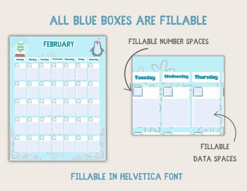 Perpetual Calendar Fillable Infinite Calendar Used Year After Year ...