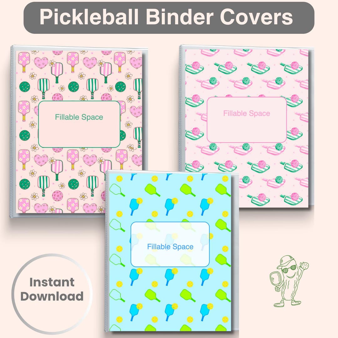 Pickleball Binder Cover Fillable With Spine Cute Pickle Ball Aesthetic ...