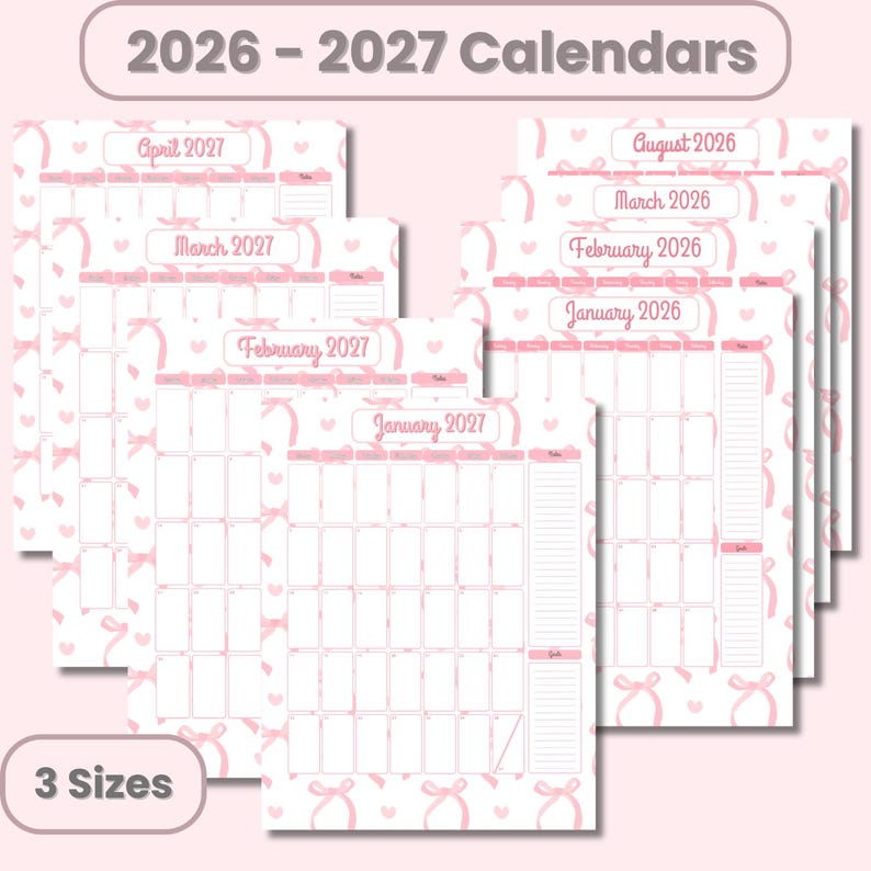Pink Bow BUNDLE Decor Planner Organization Pink Bow Binder Cover ...