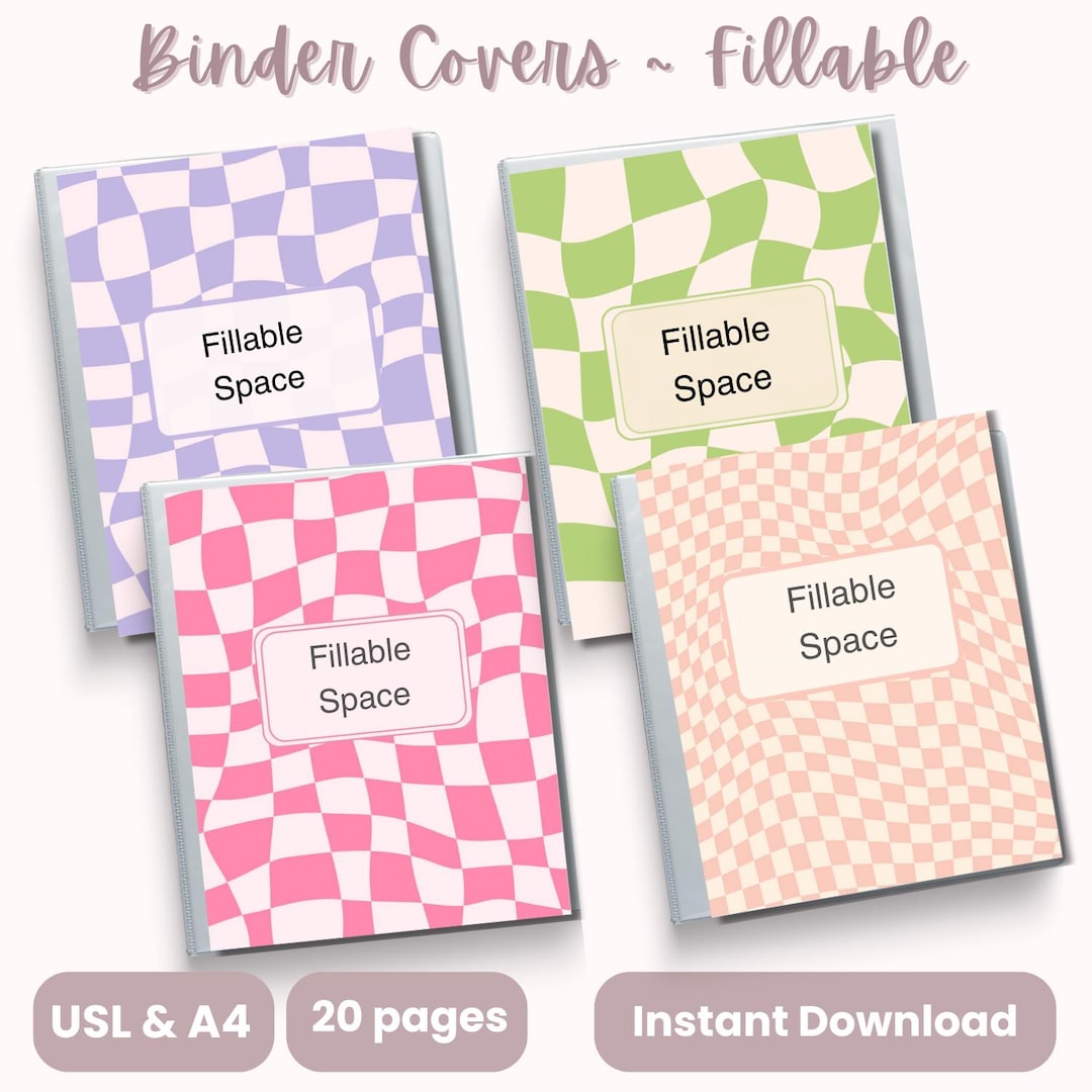 Wavy Checkered Binder Cover Fillable Wavy Checkerboard Retro Binder ...