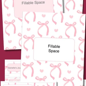 Pink Bow Binder Cover for School Organization Journal Meal Planner Home ...