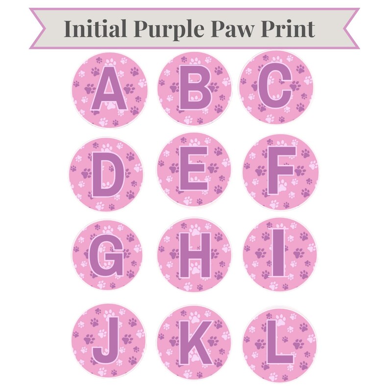 Paw Print Sticker With Custom Letter for Your Personalization Purple ...