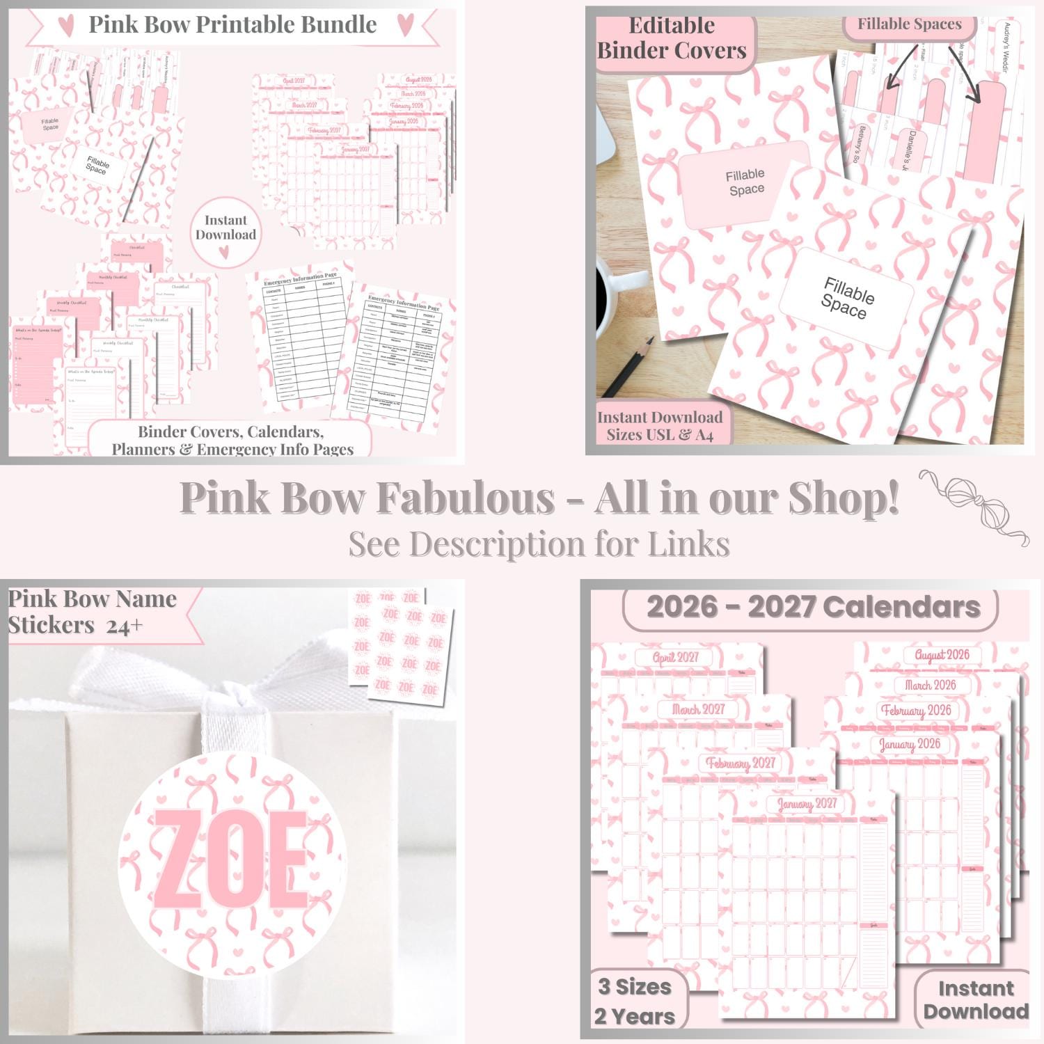 Pink Bow Planner to Do List Girlie Checklist Pink Bow Organization ...