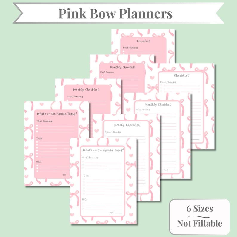 Pink Bow BUNDLE Decor Planner Organization Pink Bow Binder Cover ...