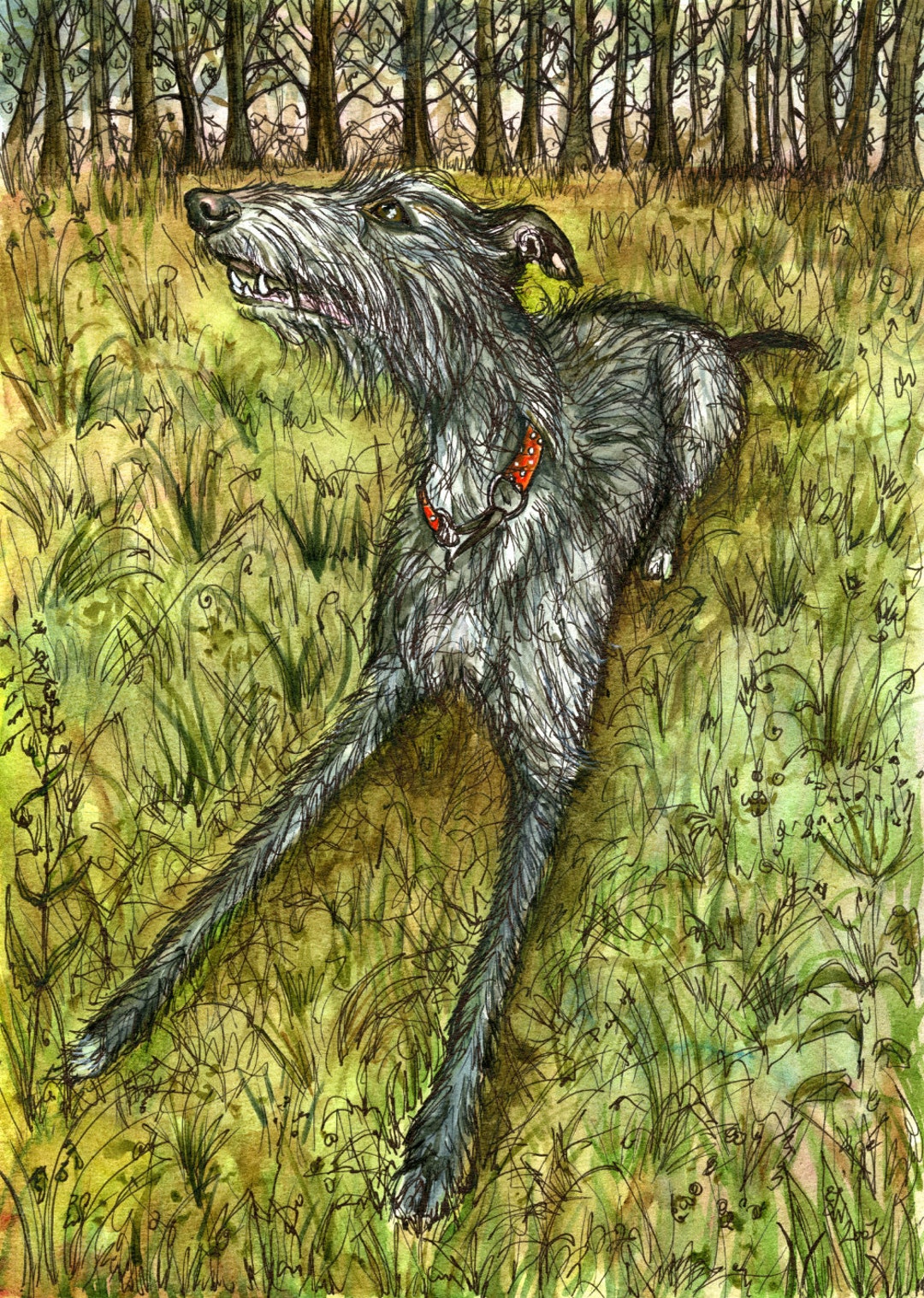 Dog Art Lurcher Print - 5 X 7 Inch - Etsy