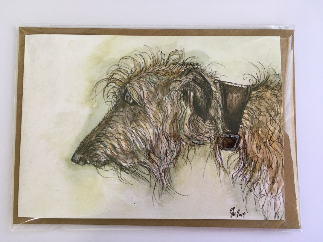 Buy Scruffy Lurcher Dog Art Card Online in India - Etsy