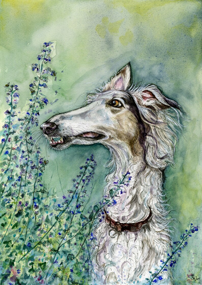 Dog Art Borzoi Print - Etsy