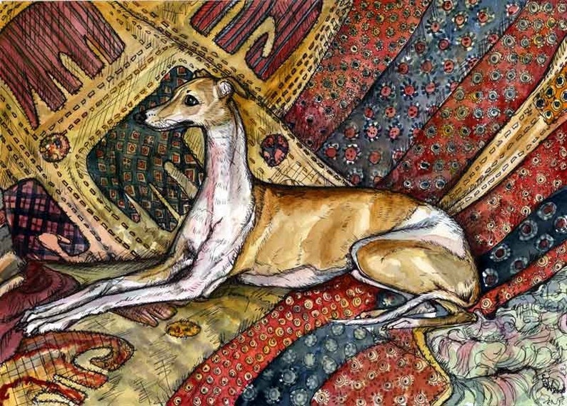 Kissy - Italian Greyhound Dog Print - Etsy