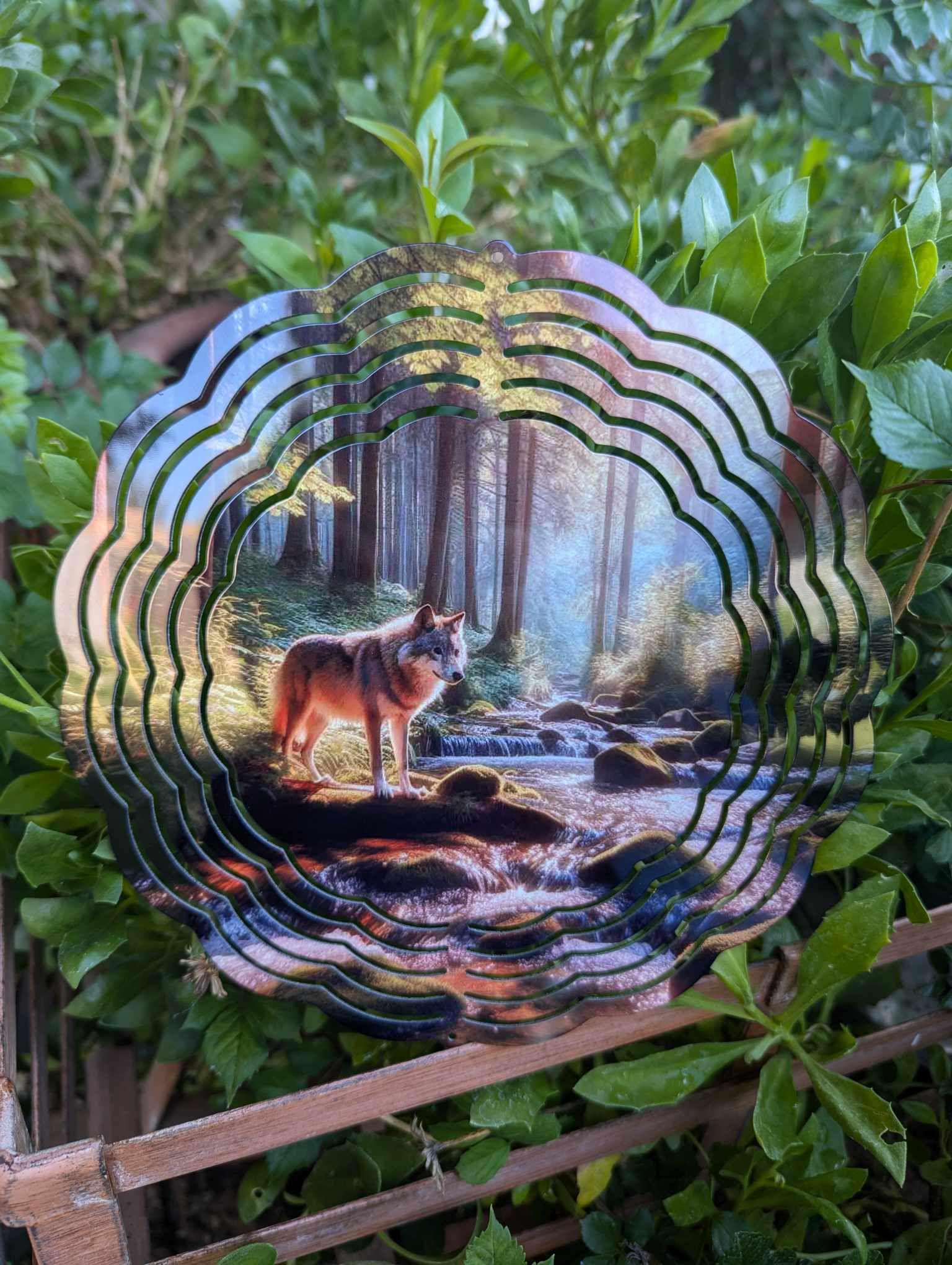 8-inch Wind Spinner - Wolf in Forest (with Hanger) - Etsy