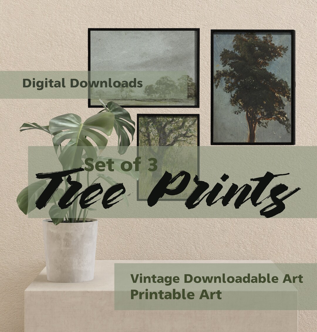 Set of 3 Vintage Trees Digital Download Art Prints - Instant Downloads ...