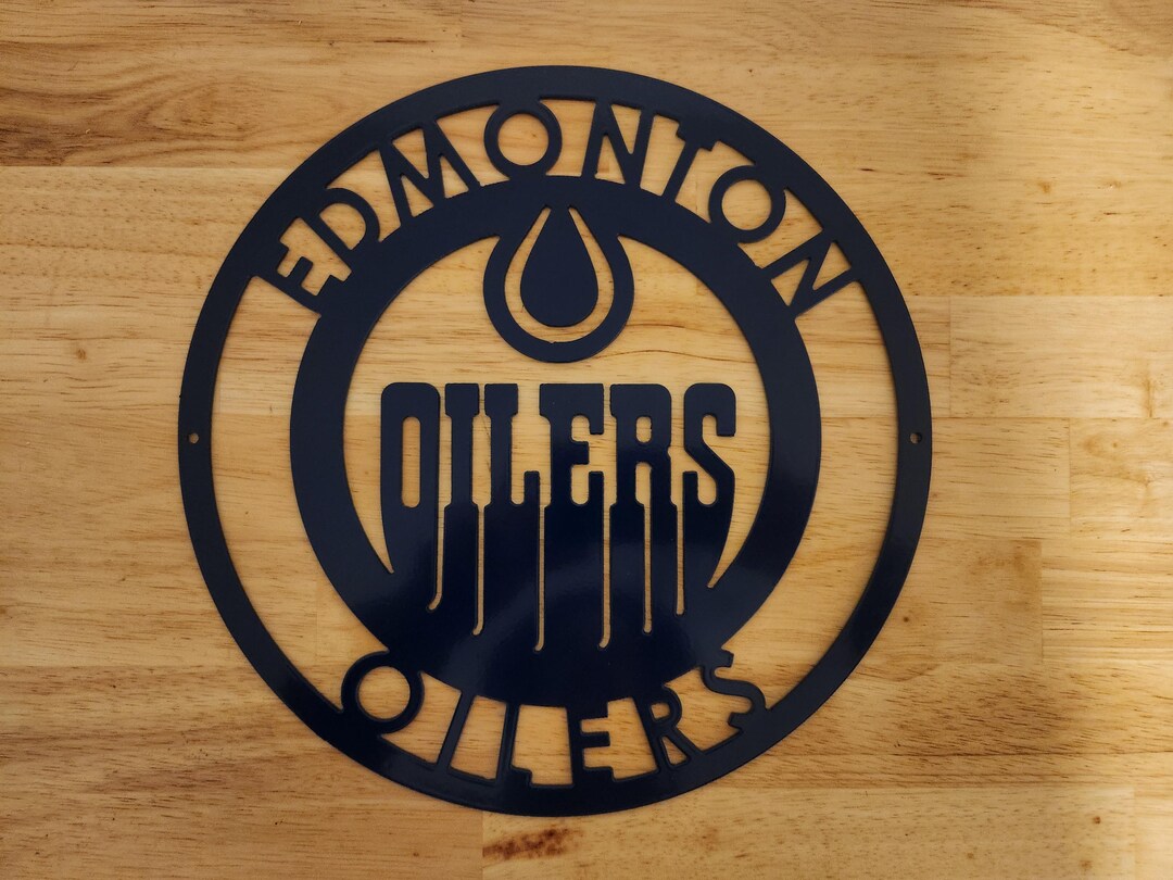 Custom Made- Edmonton Oilers - Circle Metal Sign- Metal Wall Art ...