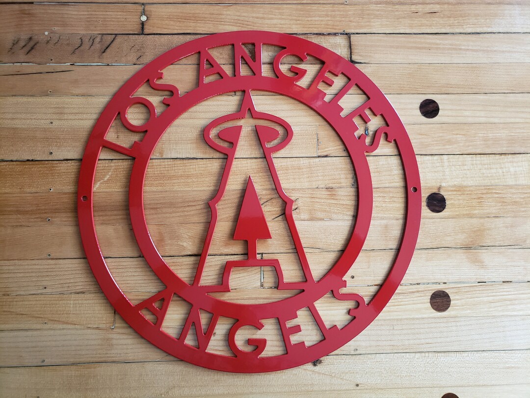Custom Made- Los Angeles Angels - Circle Metal Sign- Metal Wall Art ...