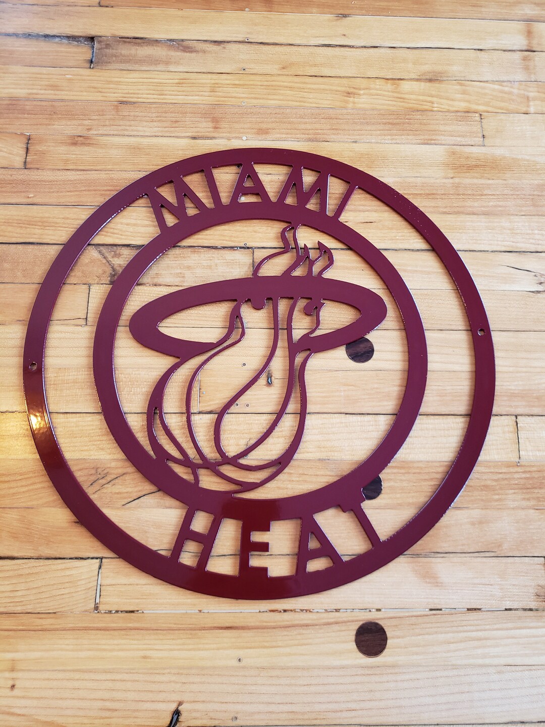 Custom Made- Miami Heat - Circle Metal Sign- Metal Wall Art- Garage ...