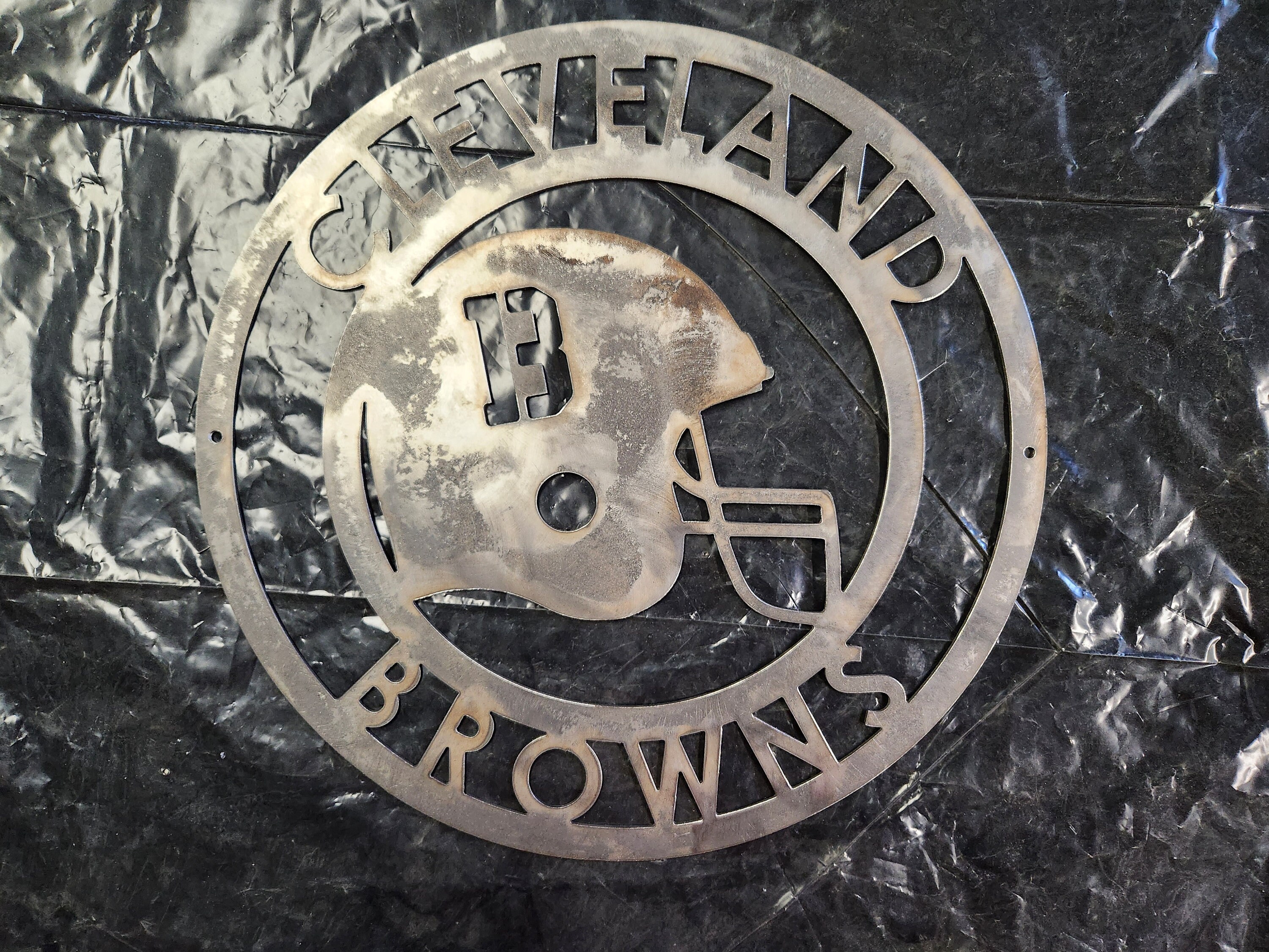 Custom Made Cleveland Browns Circle Metal Sign Metal Wall Art Garage ...