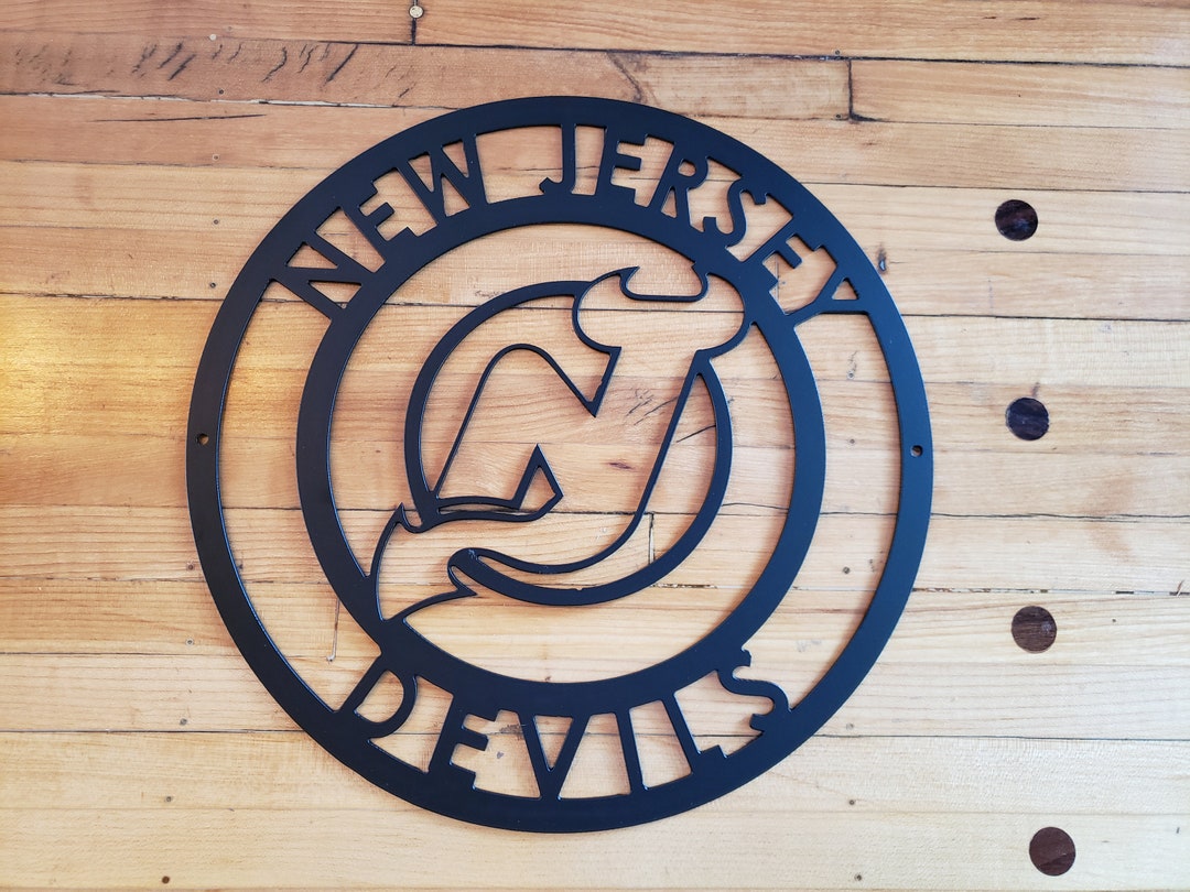 Custom Made- New Jersey Devils - Circle Metal Sign- Metal Wall Art ...