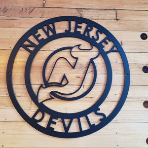 Custom Made- New Jersey Devils - Circle Metal Sign- Metal Wall Art ...