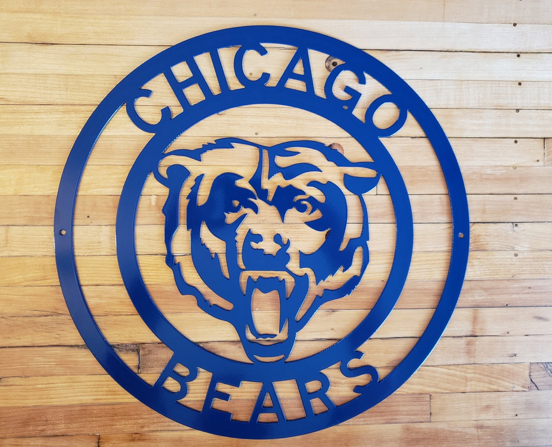 Custom Made Chicago Bears Circle Metal Sign- Metal Wall Art- Garage ...