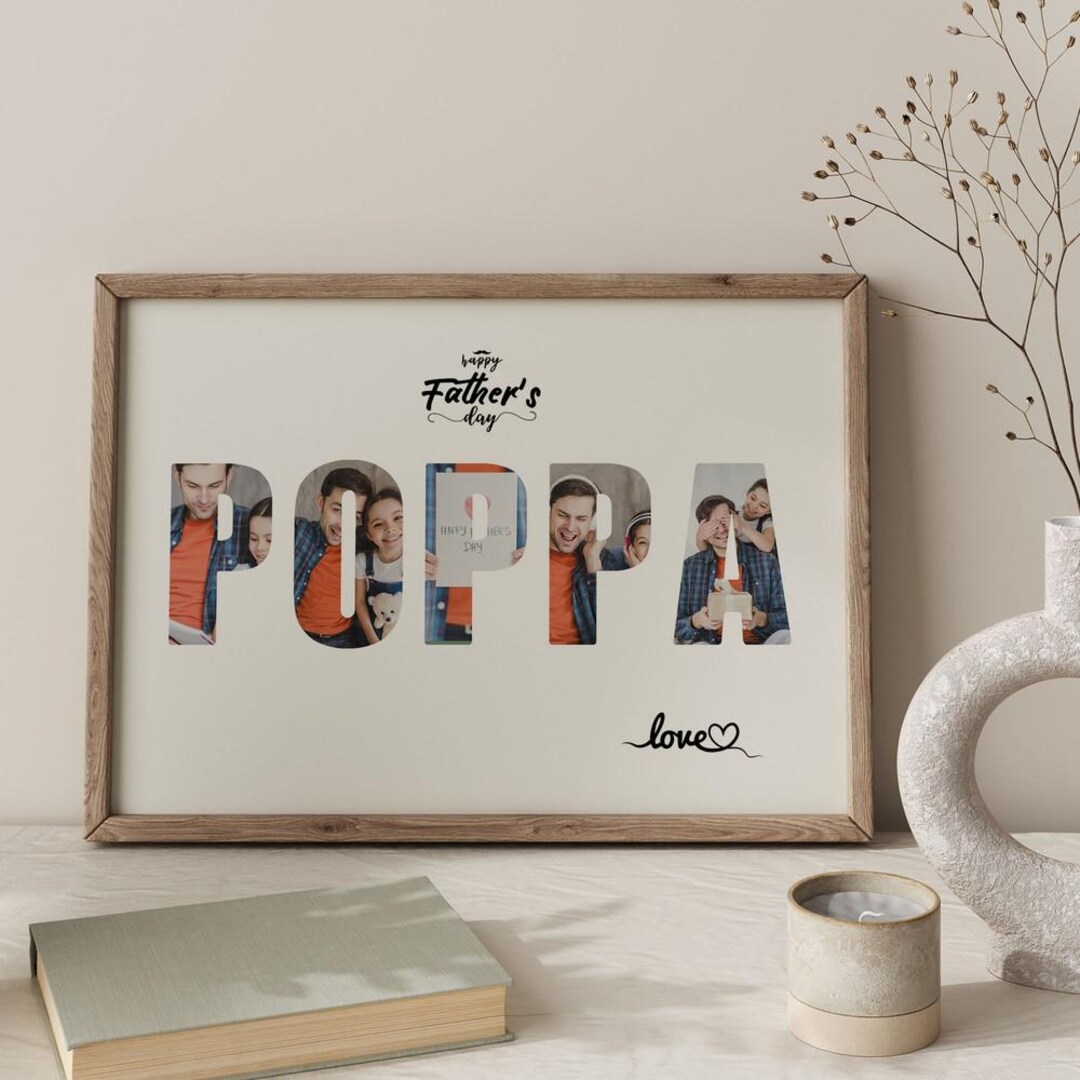 Custom Poppa Photo Collage Fathers Day Gift Personalized Dad Frame Best ...